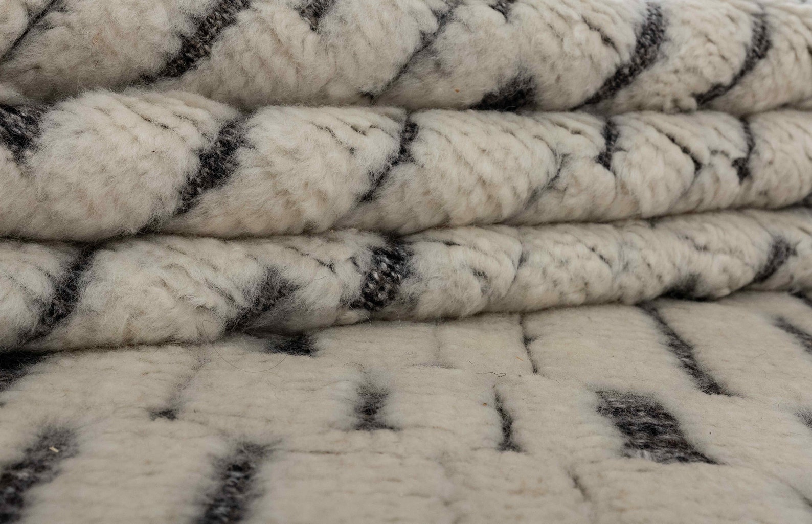 Bohemian Shag Style Ivory Wool Hand Knotted Moroccan Beni Ourain Berber ...