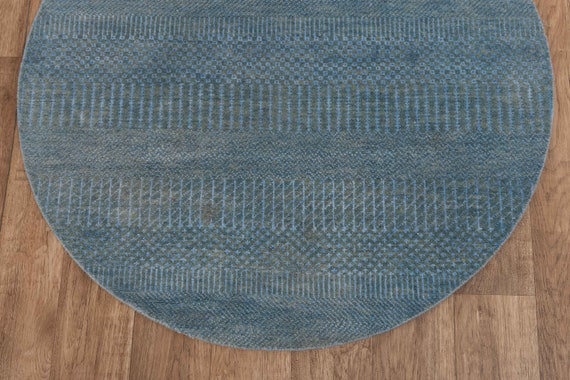 3x3 Savannah Round Blue Area Wool Rug 3 Foot Round Handmade | Etsy