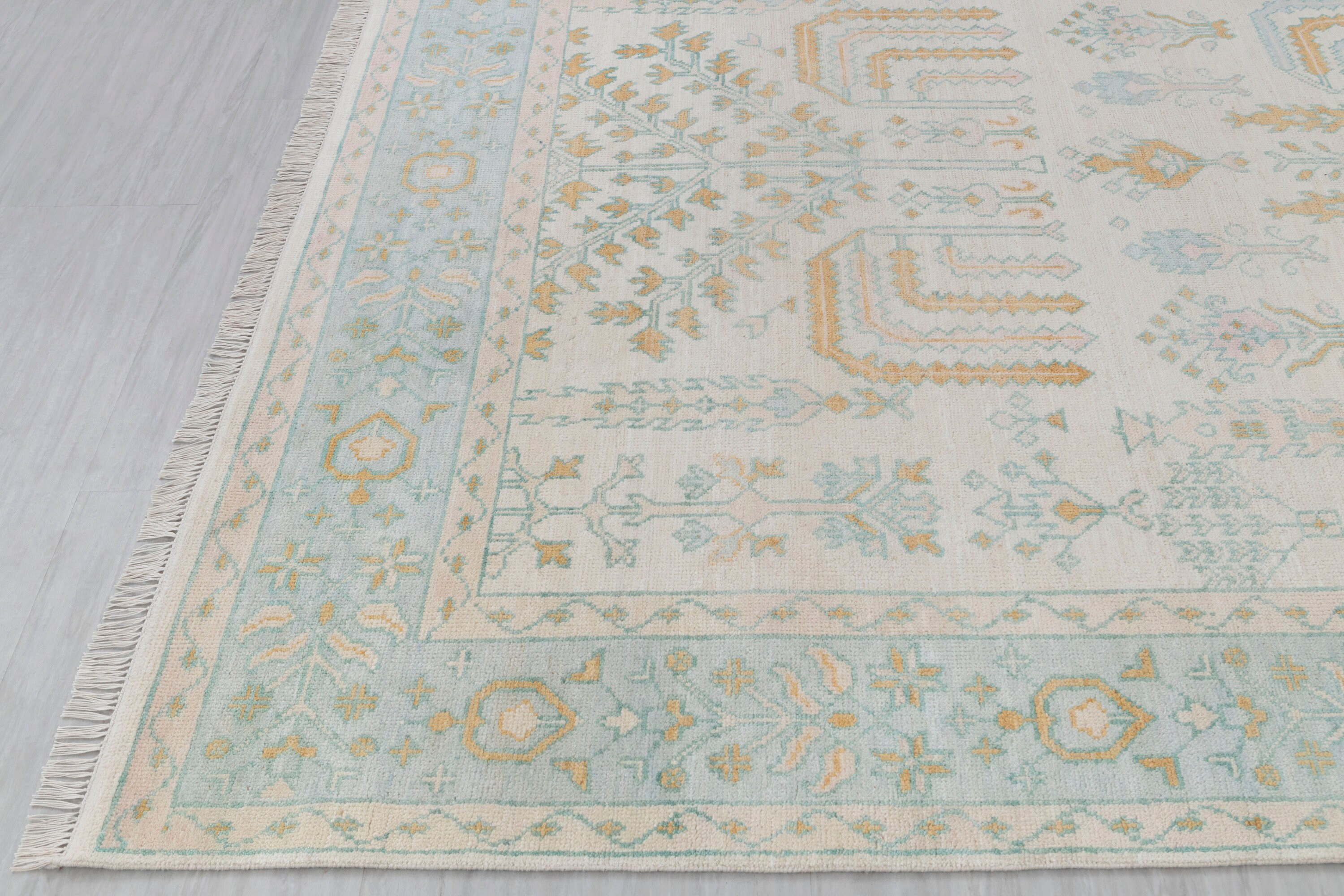 Cream White Blue Garden Pine Tree of Life Rug Modern Oushak - Etsy