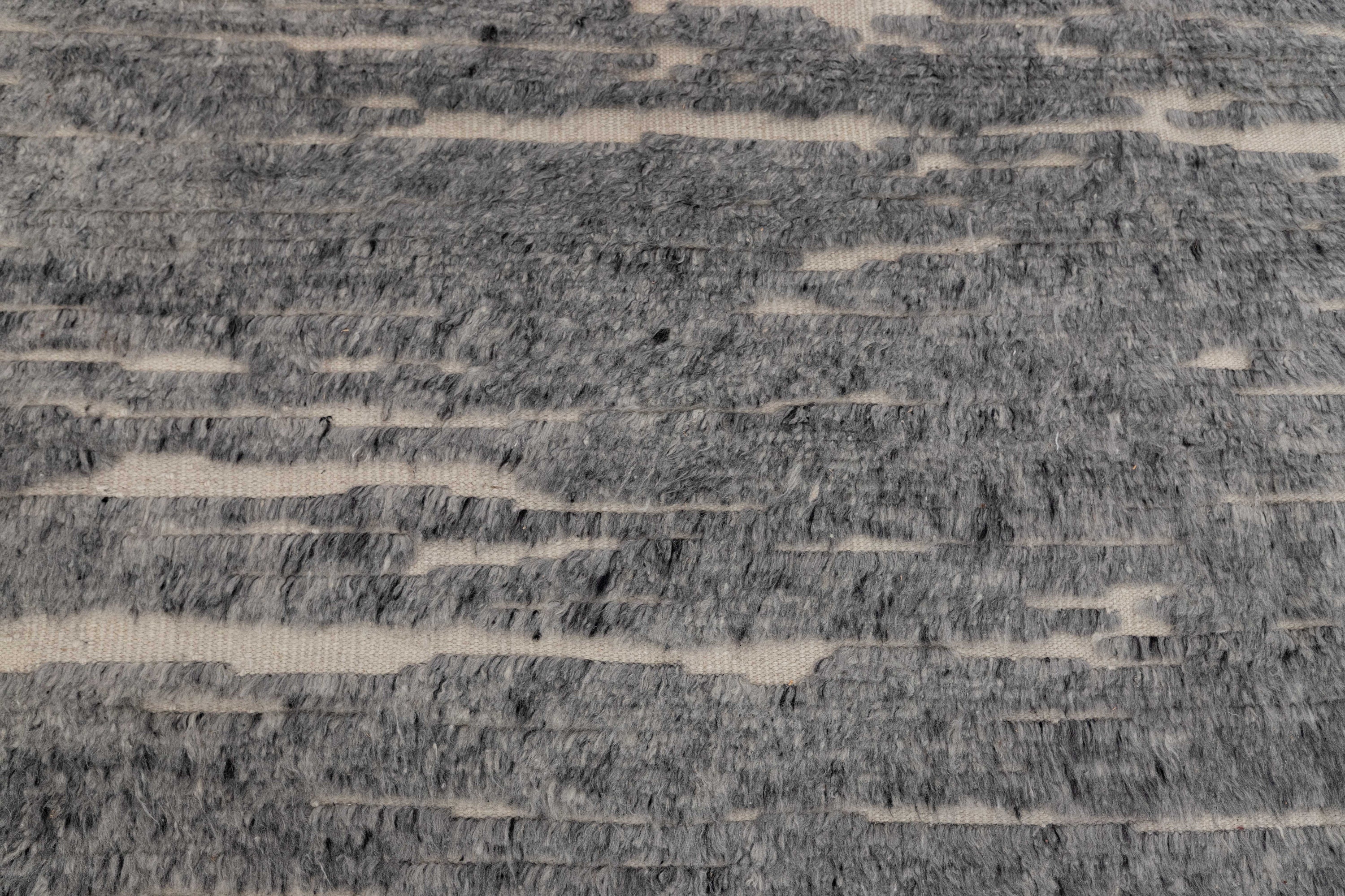 Grey Ivory Soft Wool Shag Thick Pile Hand Knotted Boho | Etsy