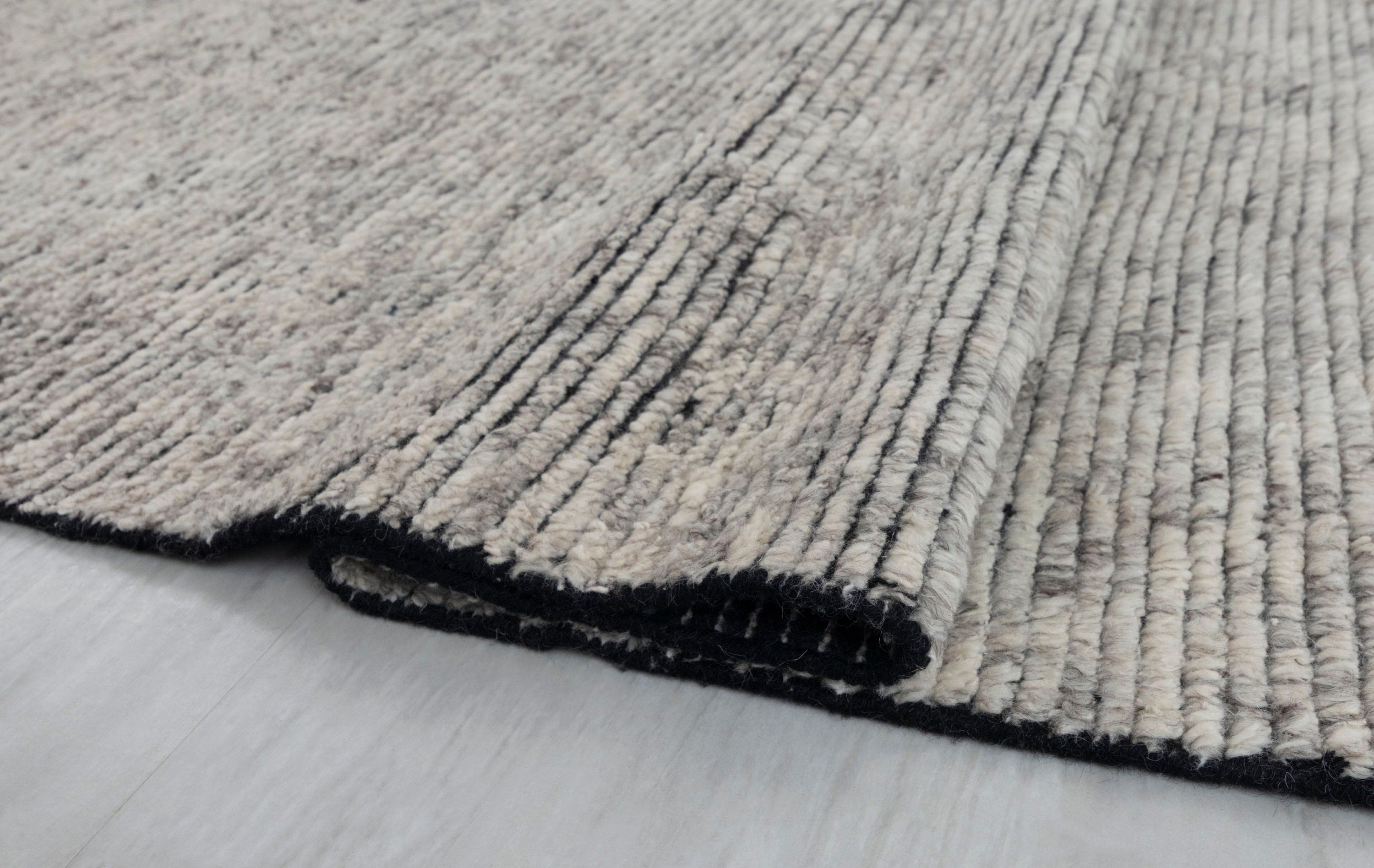 Ivory Grey Charcoal Moroccan Ribbed Rug Beni Ourain Berber - Etsy