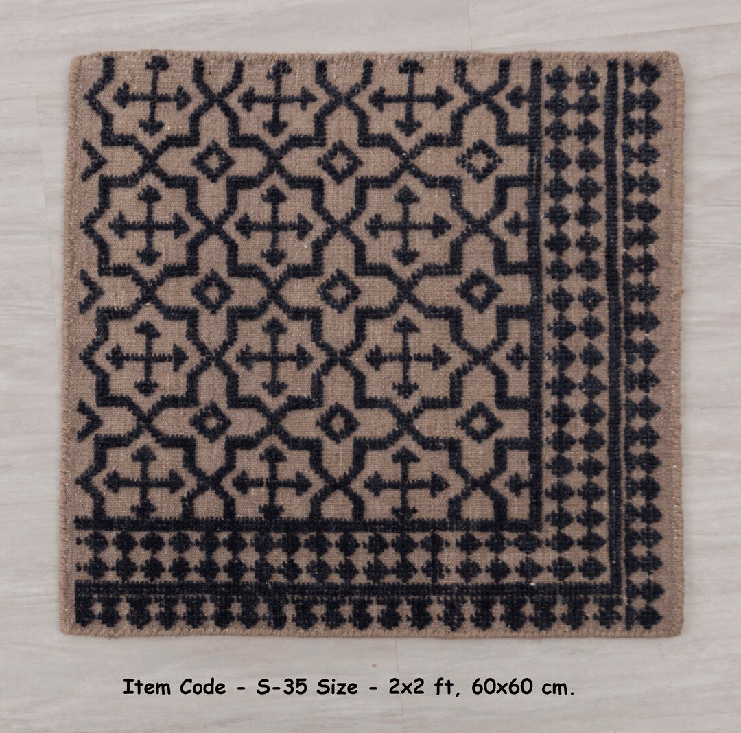 Brown Black Border Design Rug Modern Design Rug 2x2ft. Rug Wool Rug ...