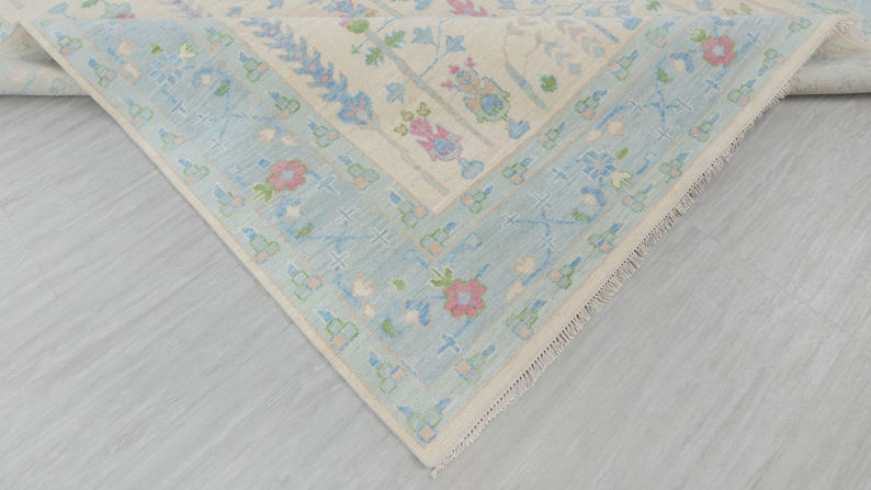 Cream Blue Garden Pine Tree of Life Rug Modern Oushak Rug - Etsy