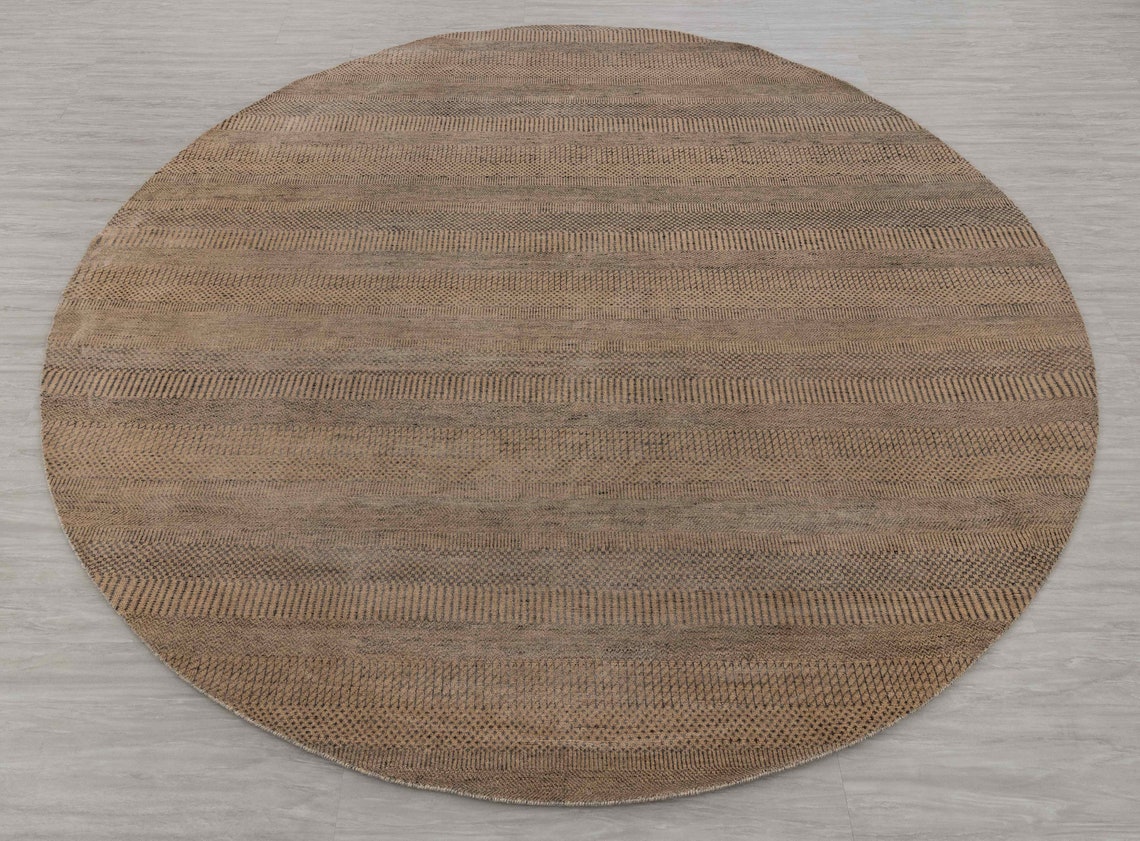 9x9 Round Area Rug Contemporary Style Handmade Wool Silk Soft | Etsy