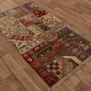 3x5 Rug Modern Colorful Rug Patchwork Design Rug Handmade Wool Rug ...