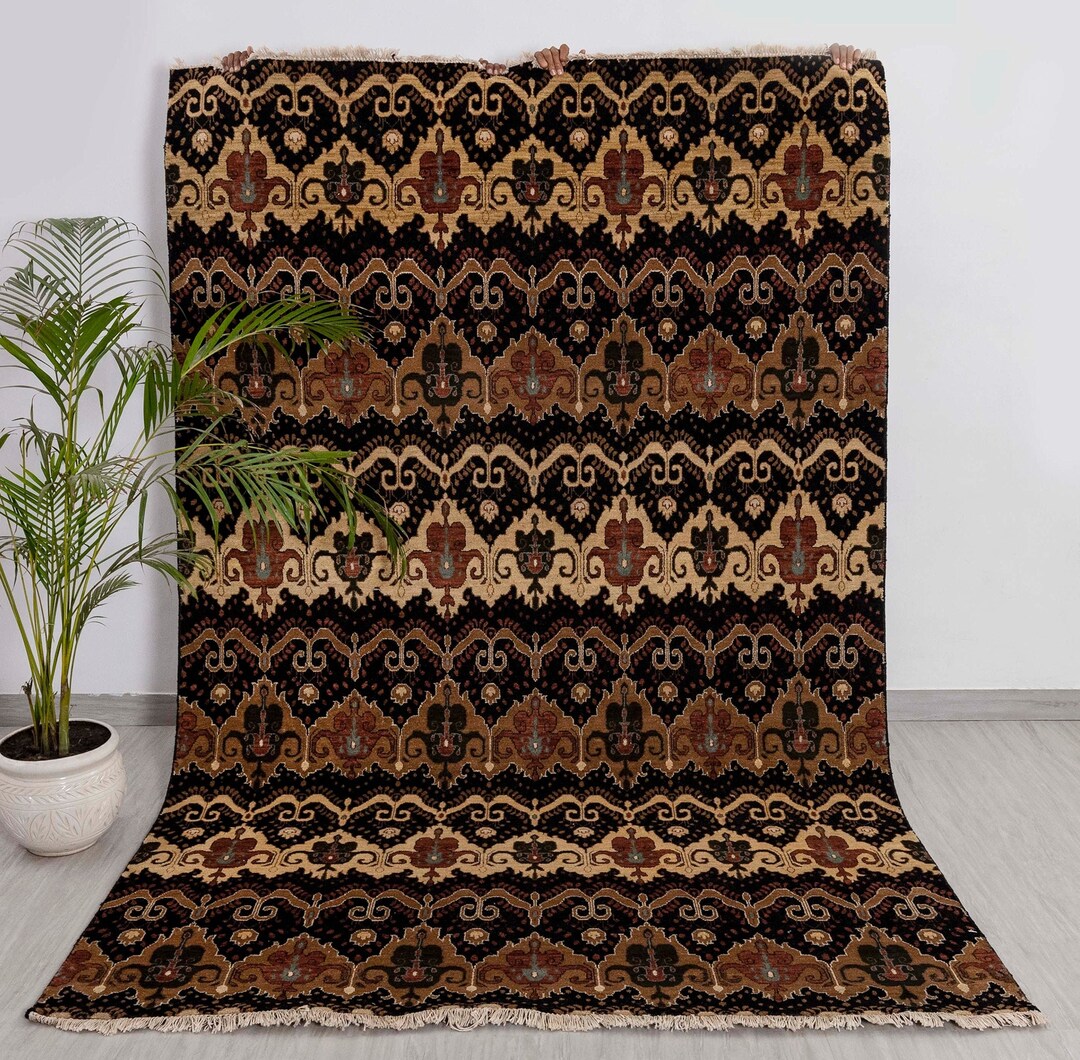 6X9 Rug Modern Ikat Design Handmade Wool Carpet Rug #1722 (180x275 Cms ...