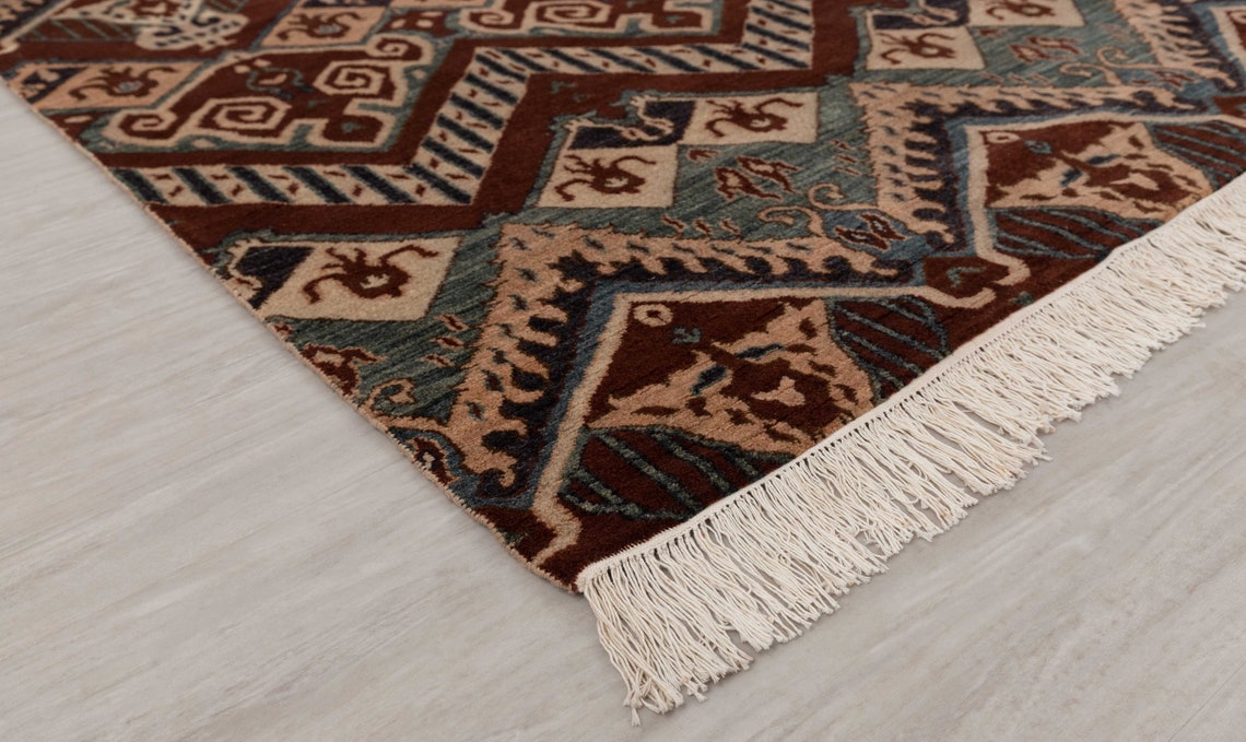 9x12 Wool Rug Hand Knotted Ikat Design Rug Soft Wool Pile - Etsy