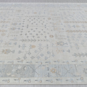 Soft Grey Pine Tree of Life Rug Modern Oushak Rug Premium Wool Hand ...