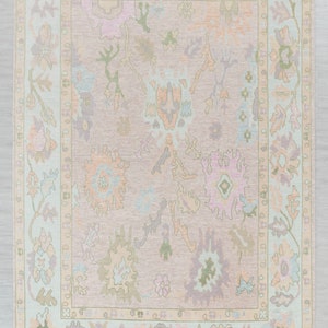 L.pink Blue Soft Look Modern Oushak Rug Premium Wool Hand Knotted ...