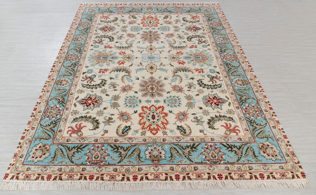 8x10 Ivory Colorful Persian Style Designer Rug | Home Decor Rug | 100% ...