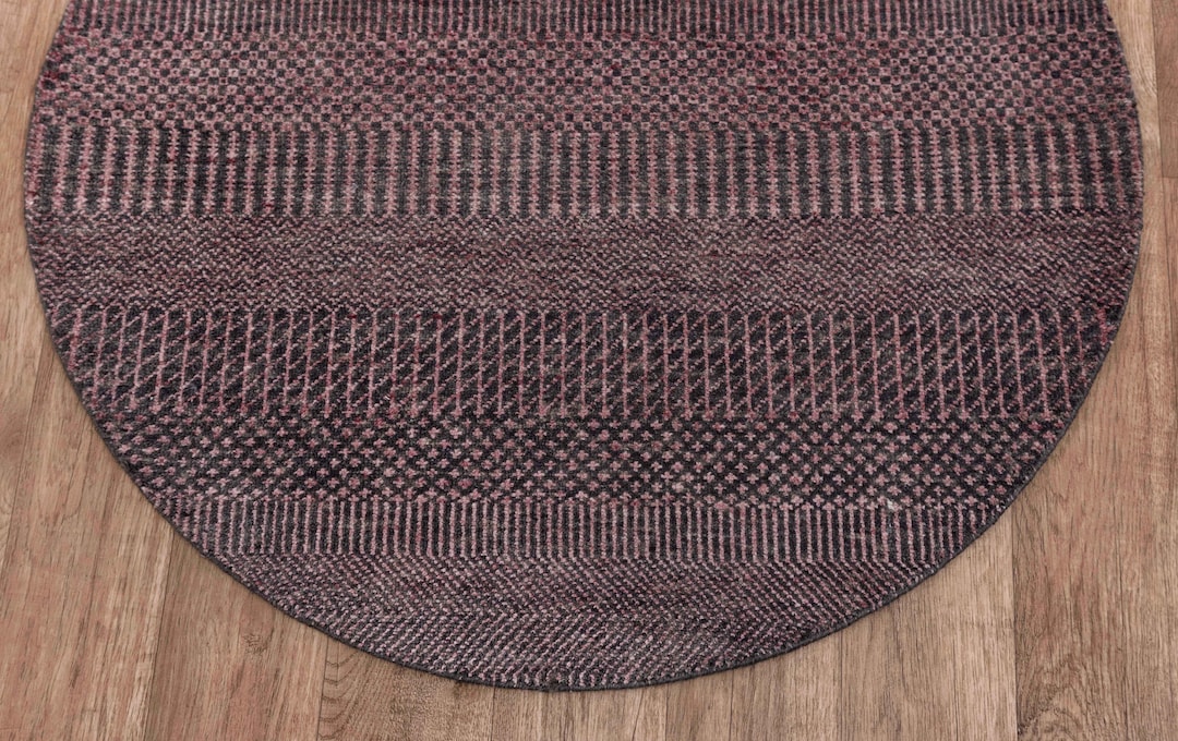 3x3 Round Savannah Rug Charcoal Grey /pink Area Wool Rug , 3 Foot Round ...