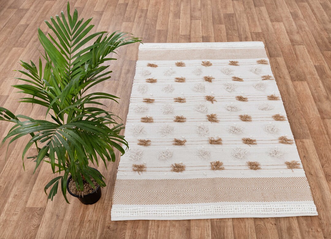 Handmade Bohemian White Fawn Moroccan Inspired Rug, Nordic Scandinavian ...