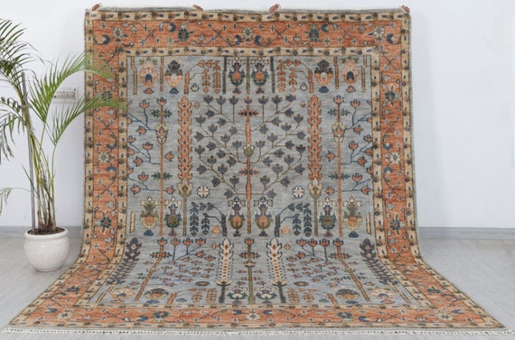 Classic Persian Tree of Life Modern Designer Soft Oushak - Etsy