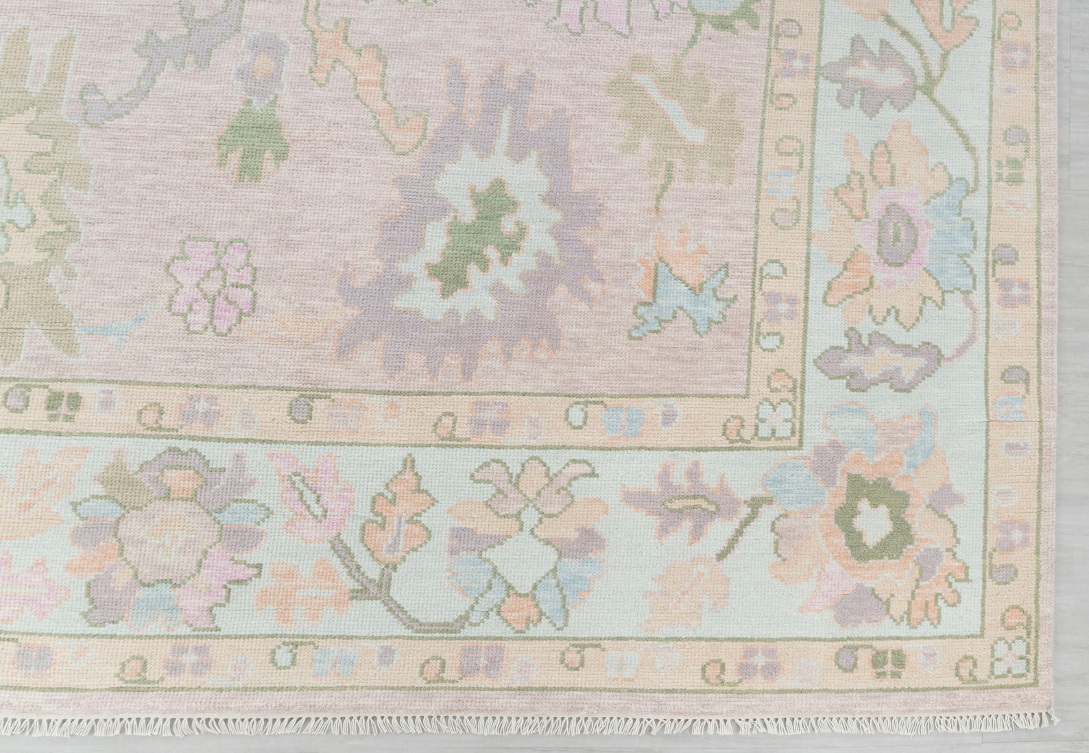 L.pink Blue Soft Look Modern Oushak Rug Premium Wool Hand Knotted ...