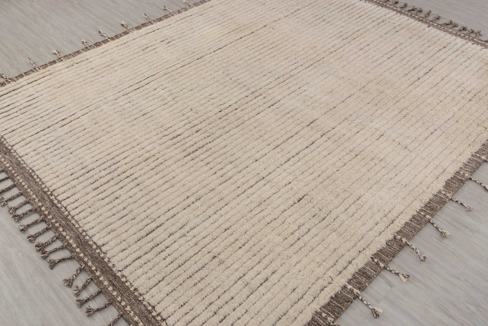 Ivory Grey Wool Rug Moroccan Beni Ourain Berber Hand Knotted Wool Rug ...