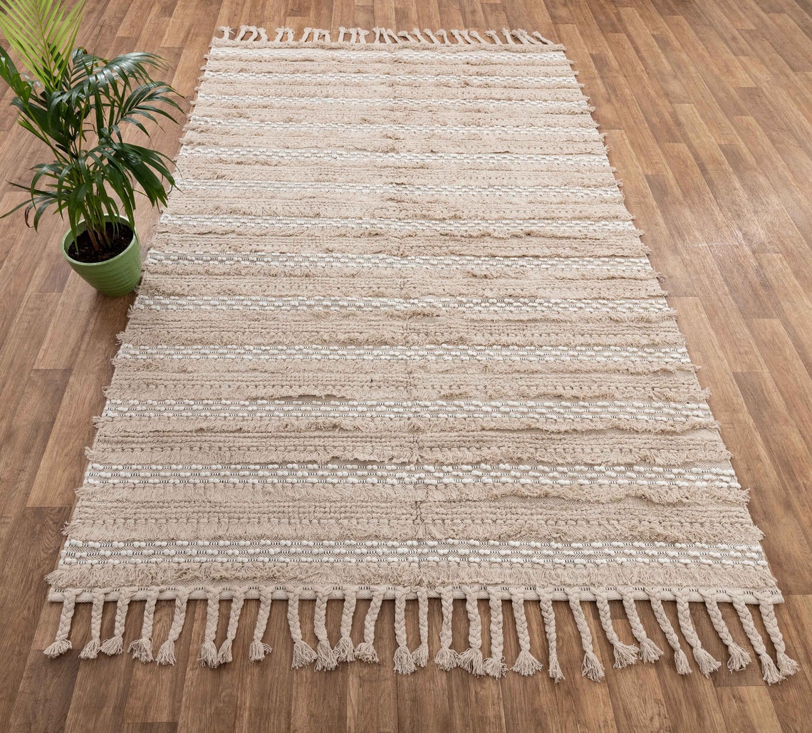 Moroccan Inspired Handmade Cotton Area Rug Boho Chic - Etsy
