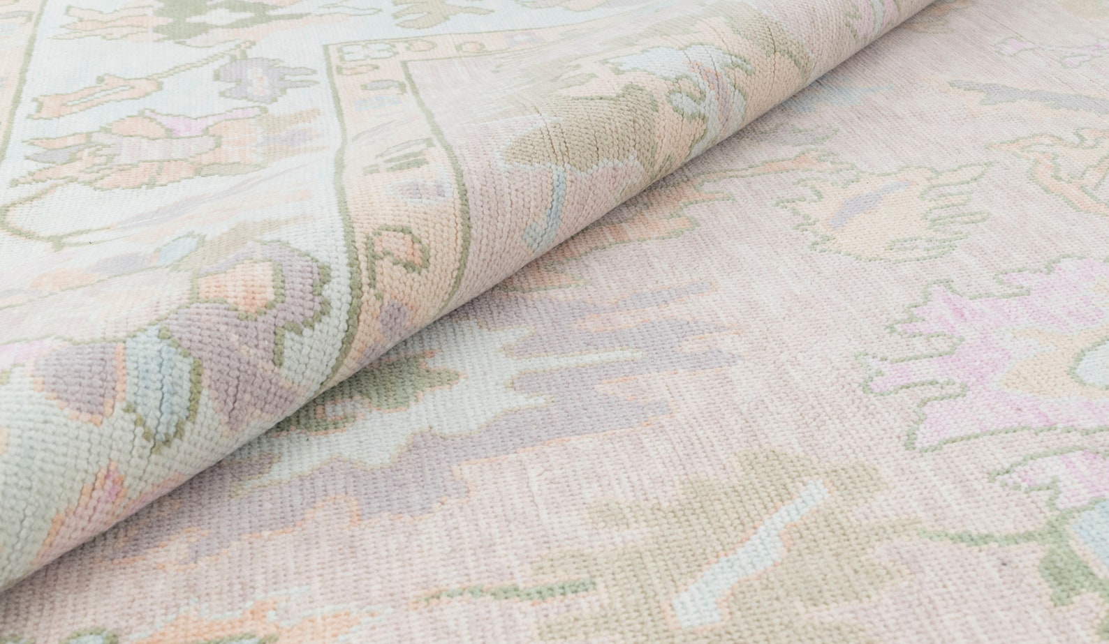 L.pink Blue Soft Look Modern Oushak Rug Premium Wool Hand Knotted ...