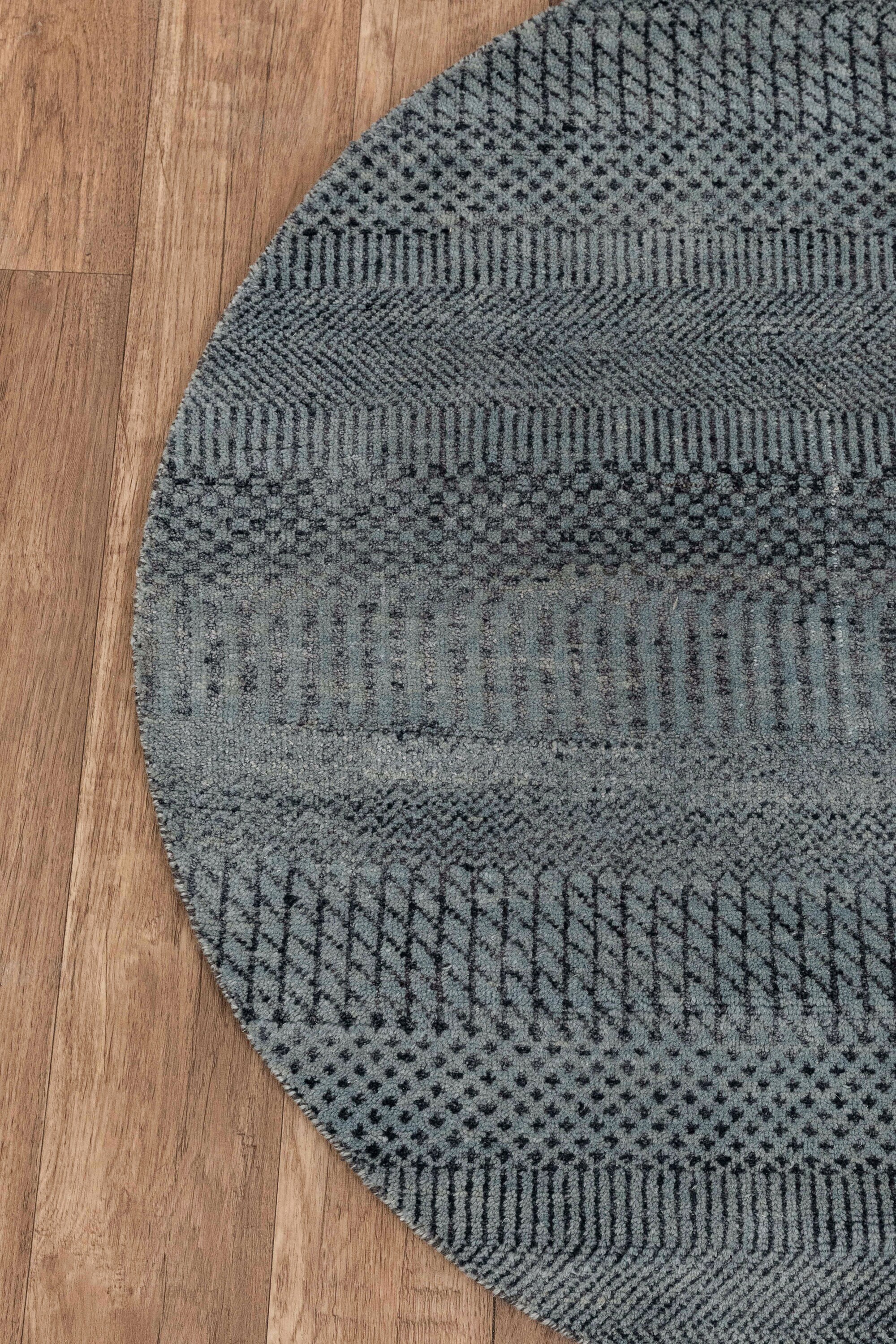 3x3 Savannah Round Charcoal Grey Area Wool Rug , 3 Foot Round Handmade ...