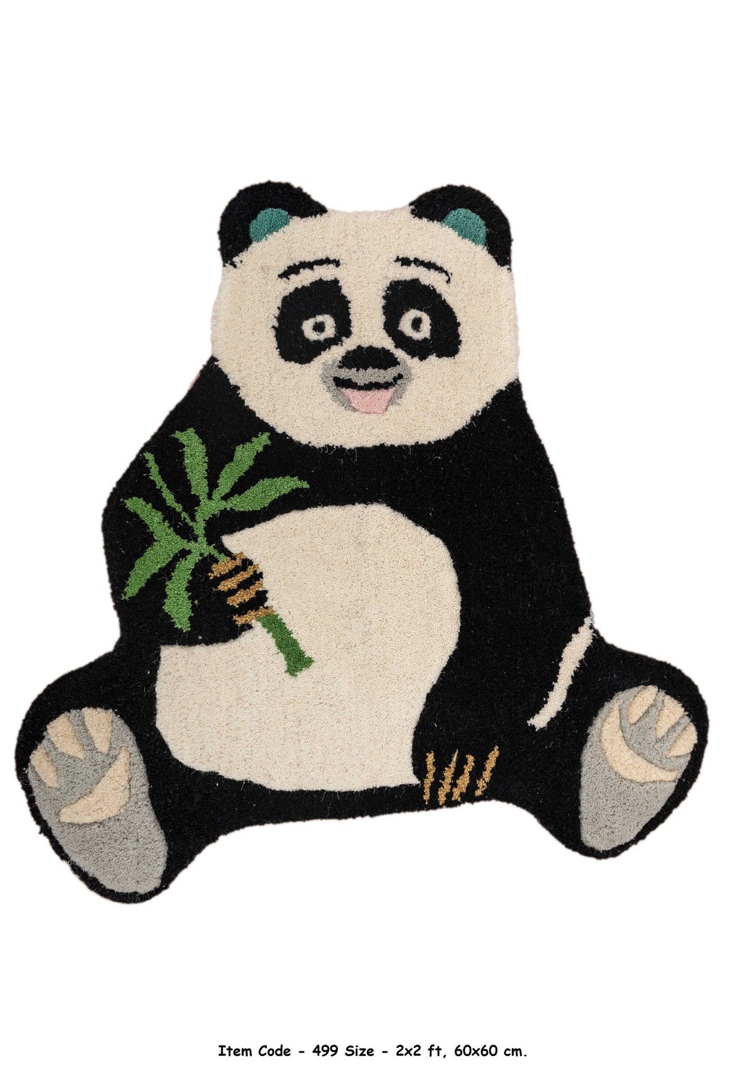 Panda Wool Rug for Kids Handmade in Soft Wool Size 2x2ft. - Etsy UK