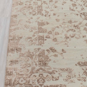 9x12 Light Silver Modern Floral Pattern Design Rug Handmade Rug #505 ...