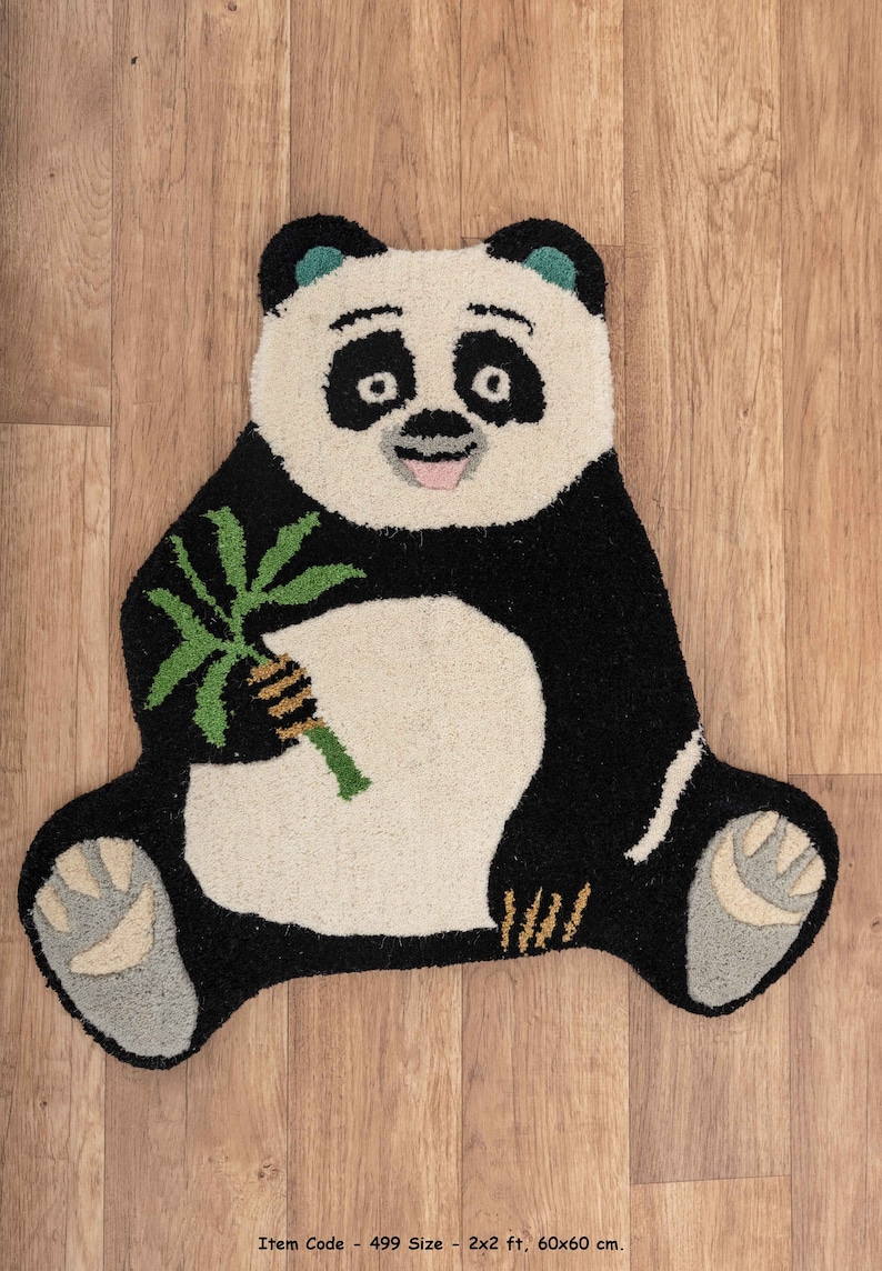 Panda Wool Rug for Kids Handmade in Soft Wool Size- 2x2ft. #499 - Etsy UK