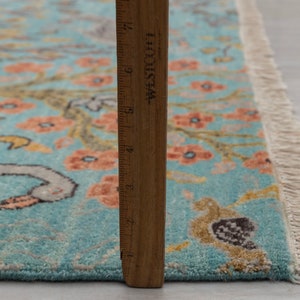 8x10 Turquoise Blue Colorful Birds Garden High Quality Hand Knotted ...