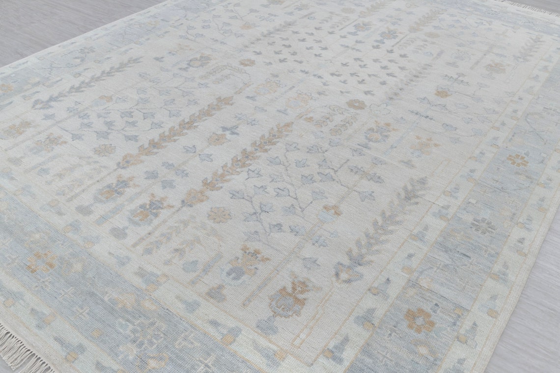 Soft Grey Pine Tree of Life Rug Modern Oushak Rug Premium Wool - Etsy