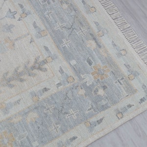 Soft Grey Pine Tree of Life Rug Modern Oushak Rug Premium Wool Hand ...