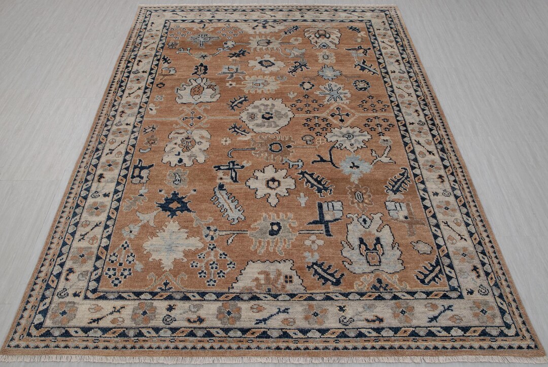 9x12 Brown Copper Oushak Persian Soft Quality Wool Hand Knotted Turkish ...