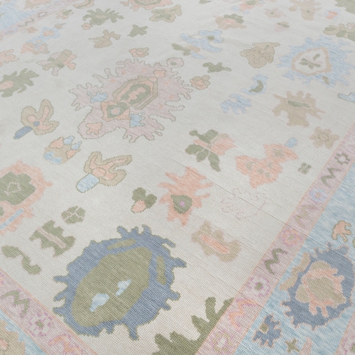 L.pink Blue Soft Look Modern Oushak Rug Premium Wool Hand - Etsy