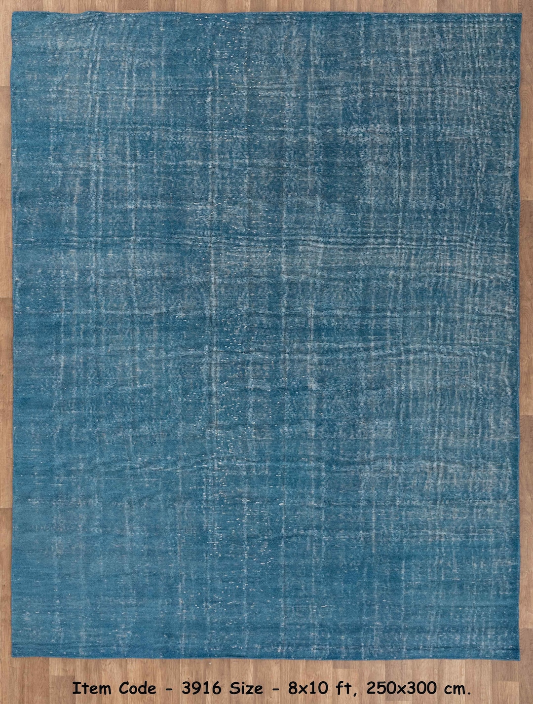 8x10 Blue Plane Design Rug Natural Wool Solid Handmade Rug #3916 ...