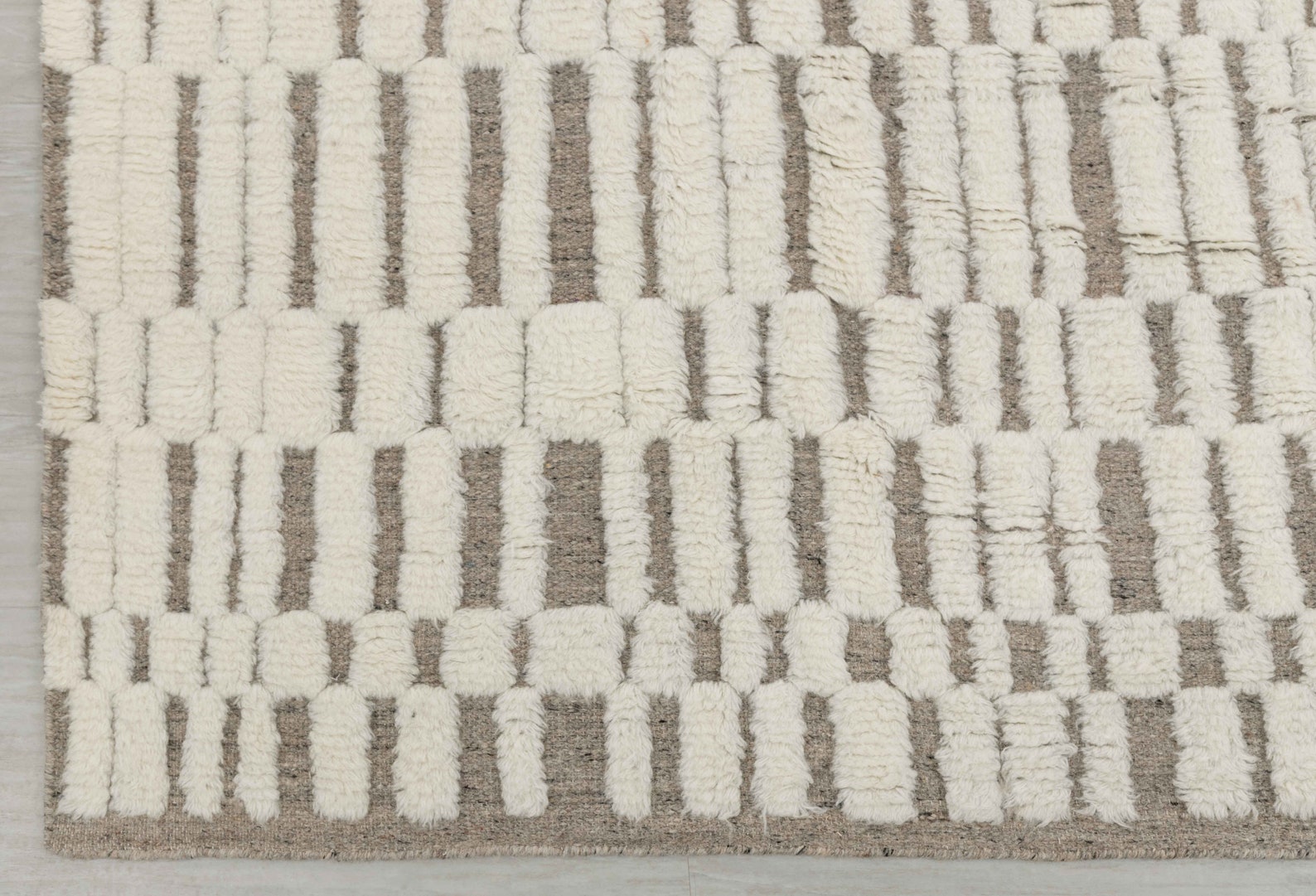 Bohemian Shag Style Ivory L. Brown Wool Hand Knotted Moroccan | Etsy