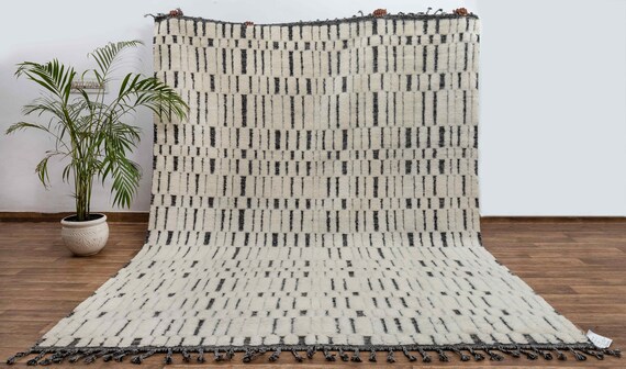 Bohemian Shag Style Ivory Wool Hand Knotted Moroccan Beni | Etsy