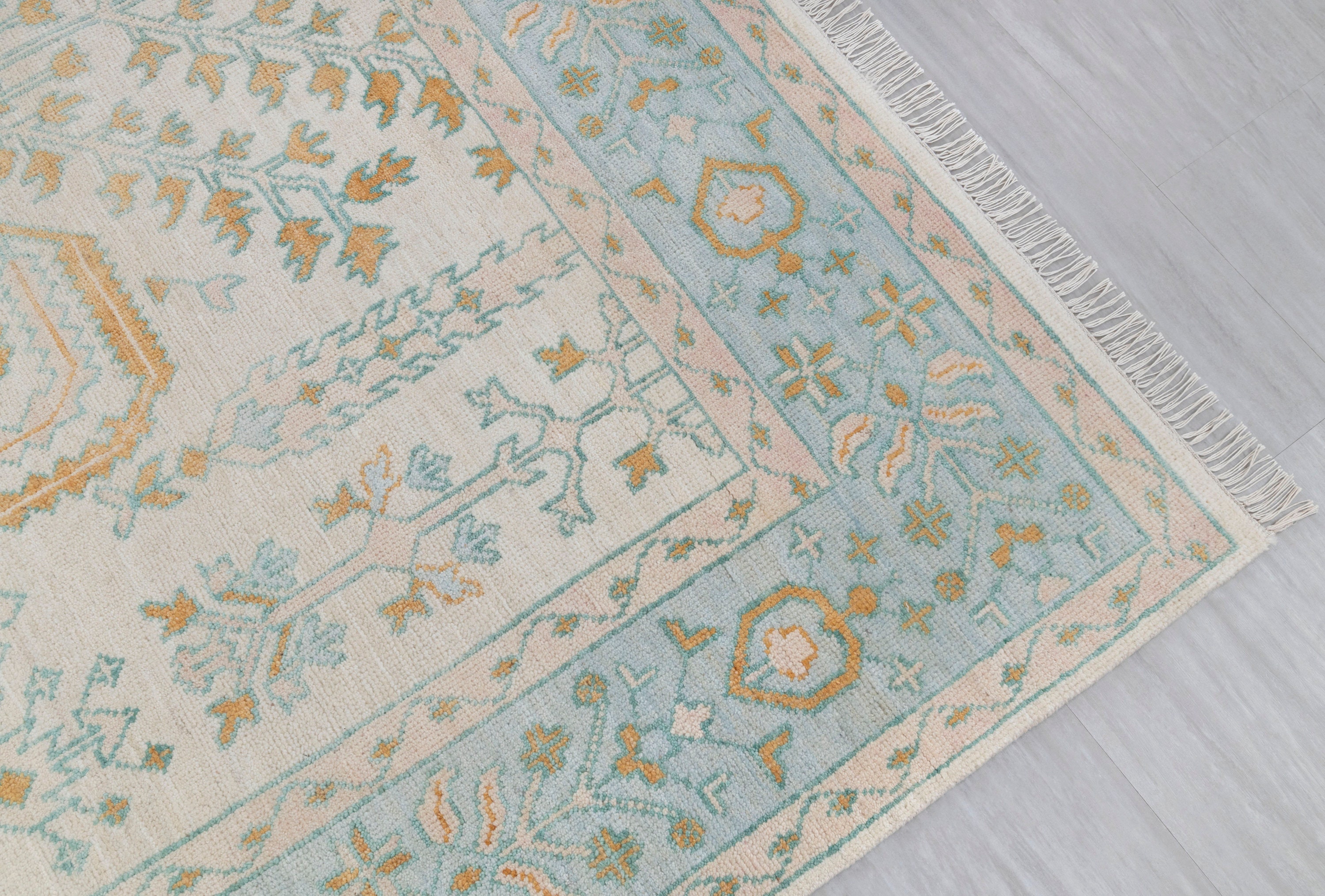 Cream White Blue Garden Pine Tree of Life Rug Modern Oushak - Etsy