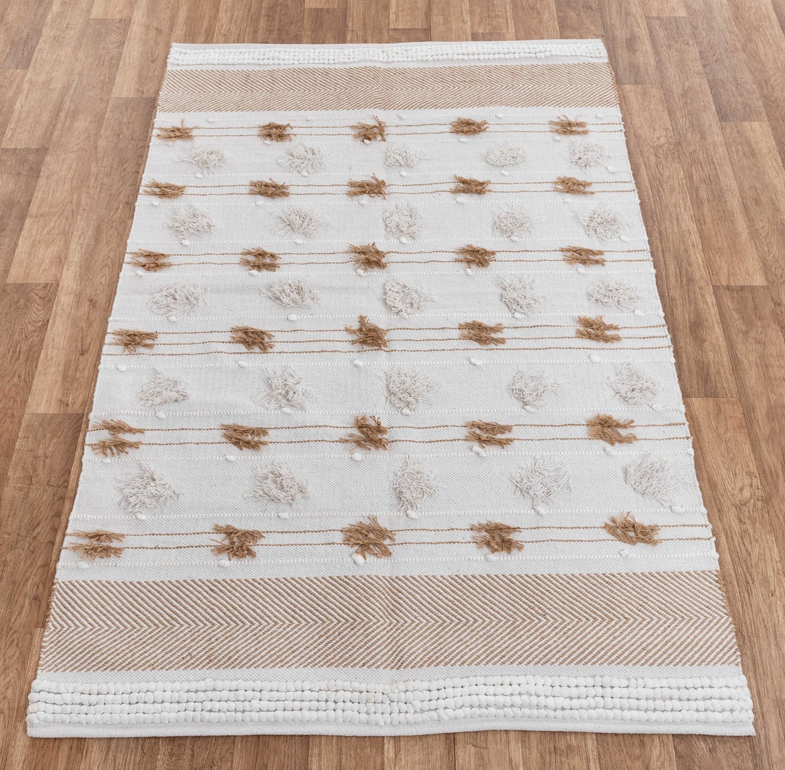 Handmade Bohemian White Fawn Moroccan Inspired Rug Nordic | Etsy