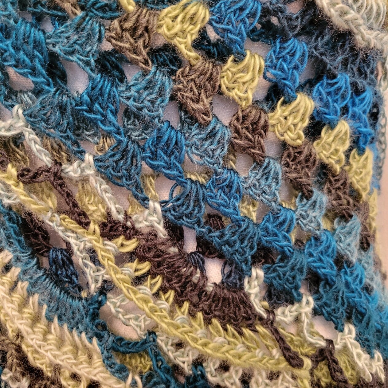 Boho Shawl Handmade Crochet Triangle Shawl Wrap Blue Teal Olive Green ...