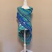Boho Shawl Handmade Crochet Triangle Shawl Wrap Bright Blue Green ...