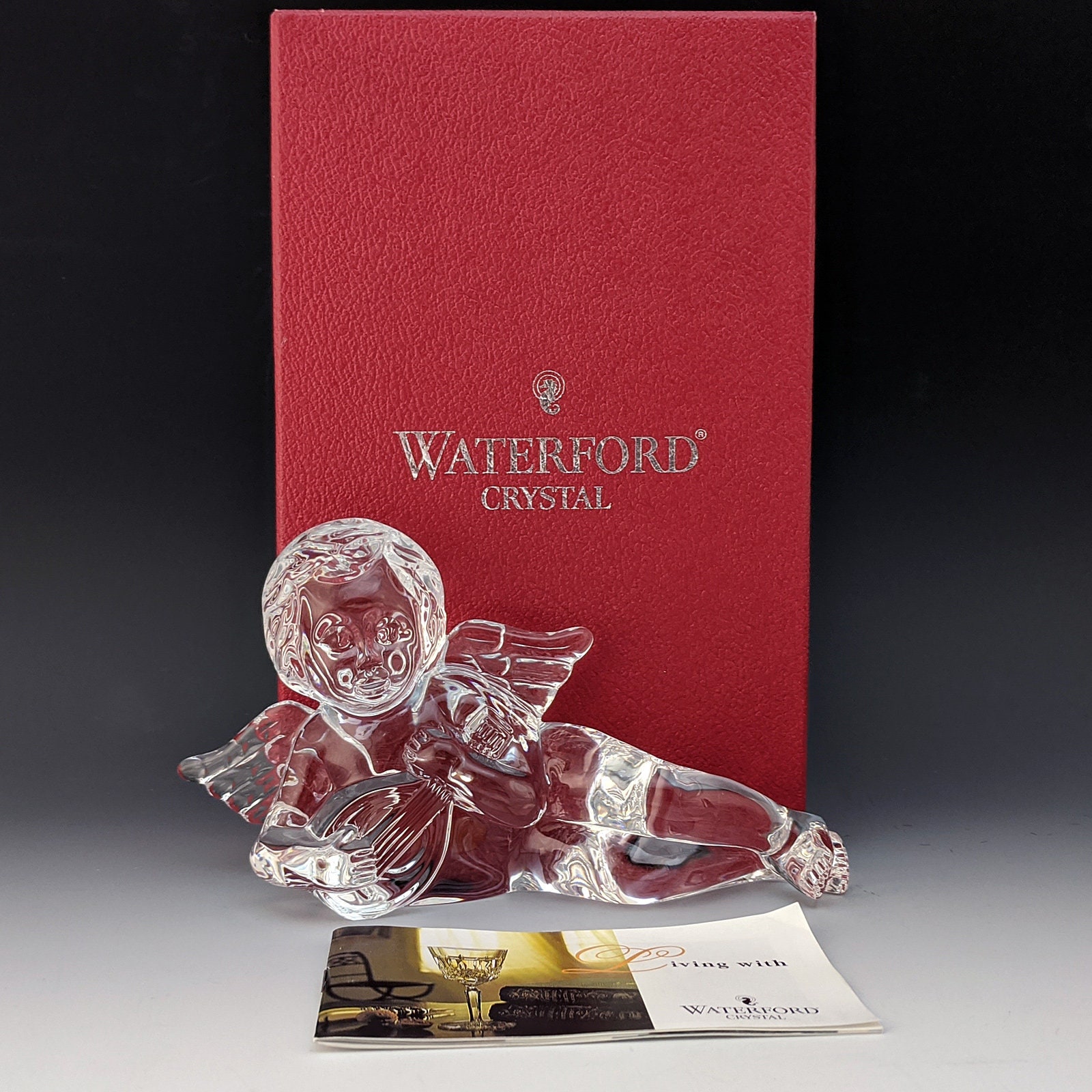 Waterford Crystal CHERUB With LUTE Reclining Angel Figurine Sculpture ...