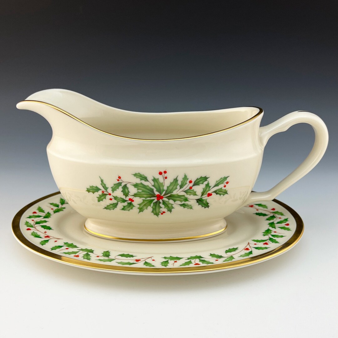 Lenox China Christmas HOLIDAY Gravy Sauce Boat & Liner / Stand No Use - Etsy