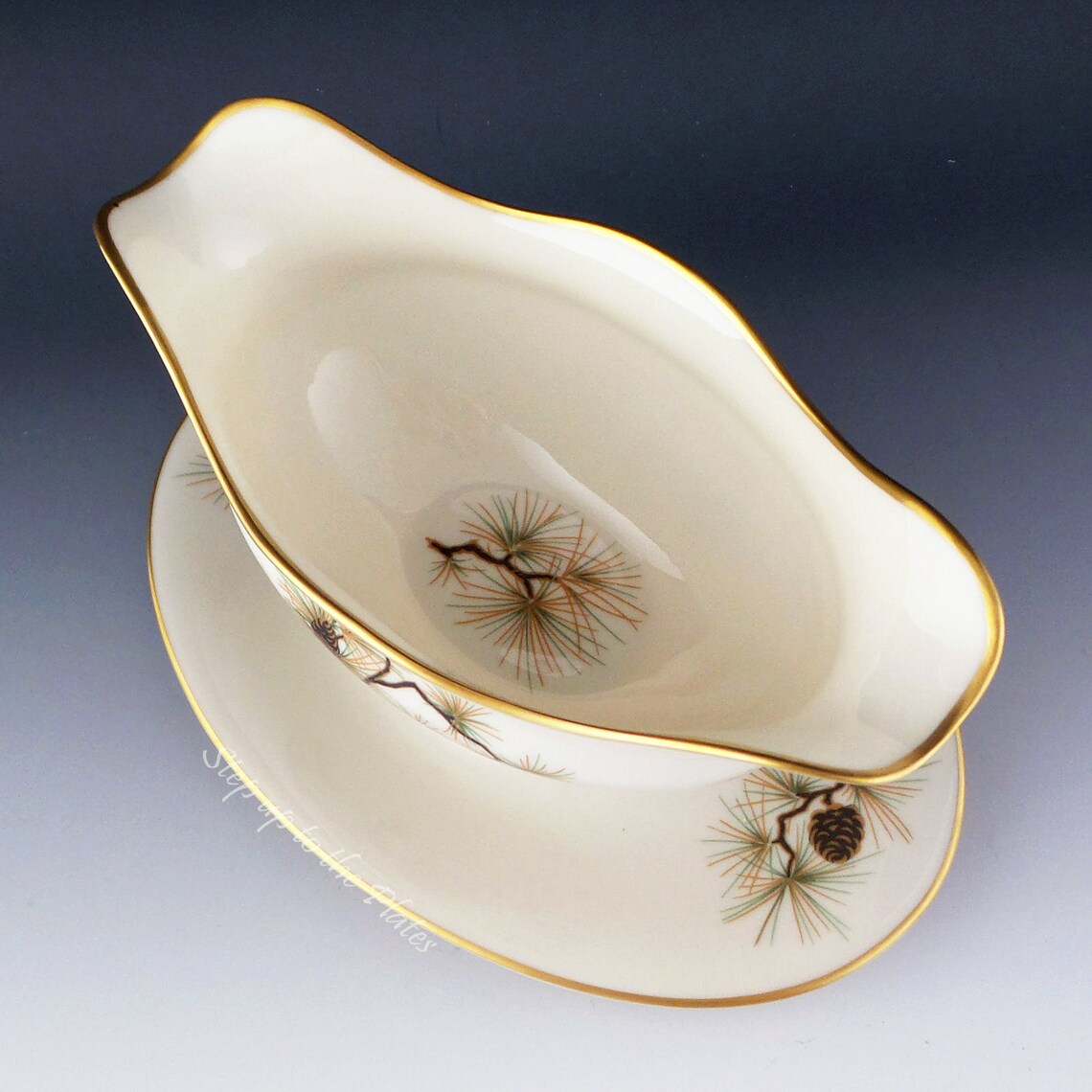 Lenox China PINE cone W331 Gravy Sauce Boat W/ Attached - Etsy