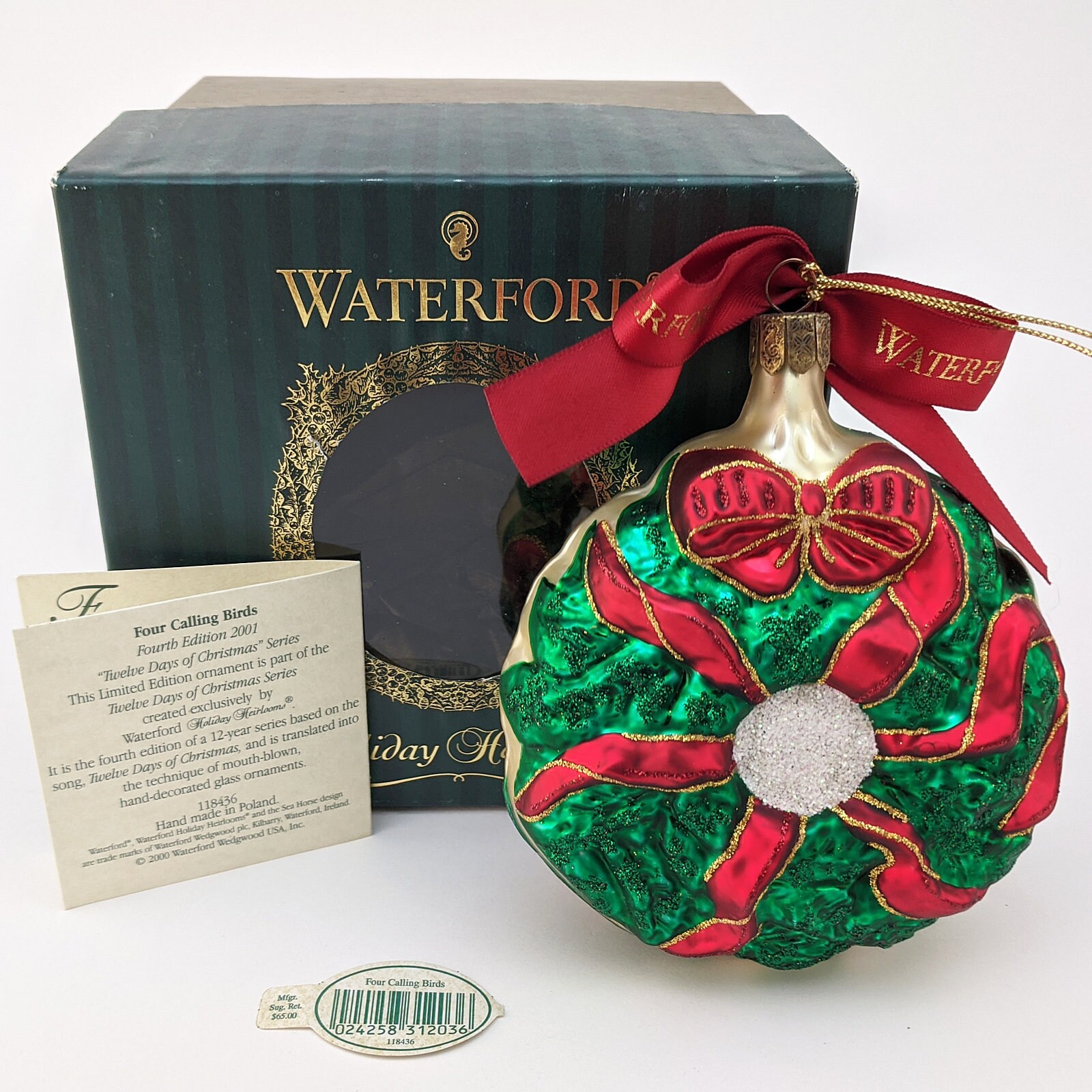 Waterford Crystal Holiday Heirlooms 4 Four CALLING BIRDS 12 Days Xmas Ornament Etsy