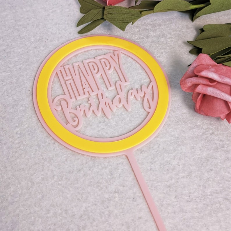 3d Acrylic Happy Birthday Cake Topper Pastel Colours Etsy Singapore