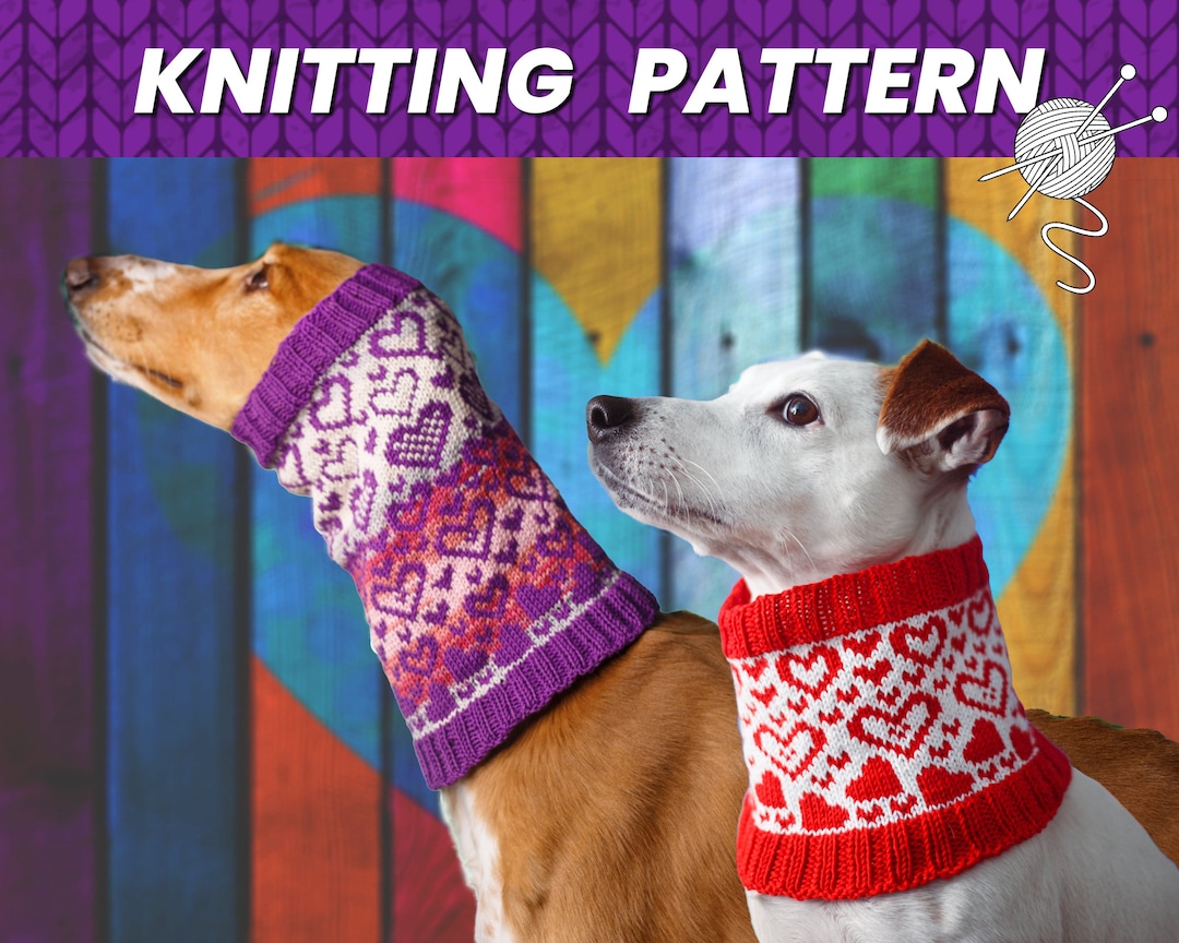Dog Snood Knitting Pattern / Fair Isle Heart Snood for Dogs / Stranded ...