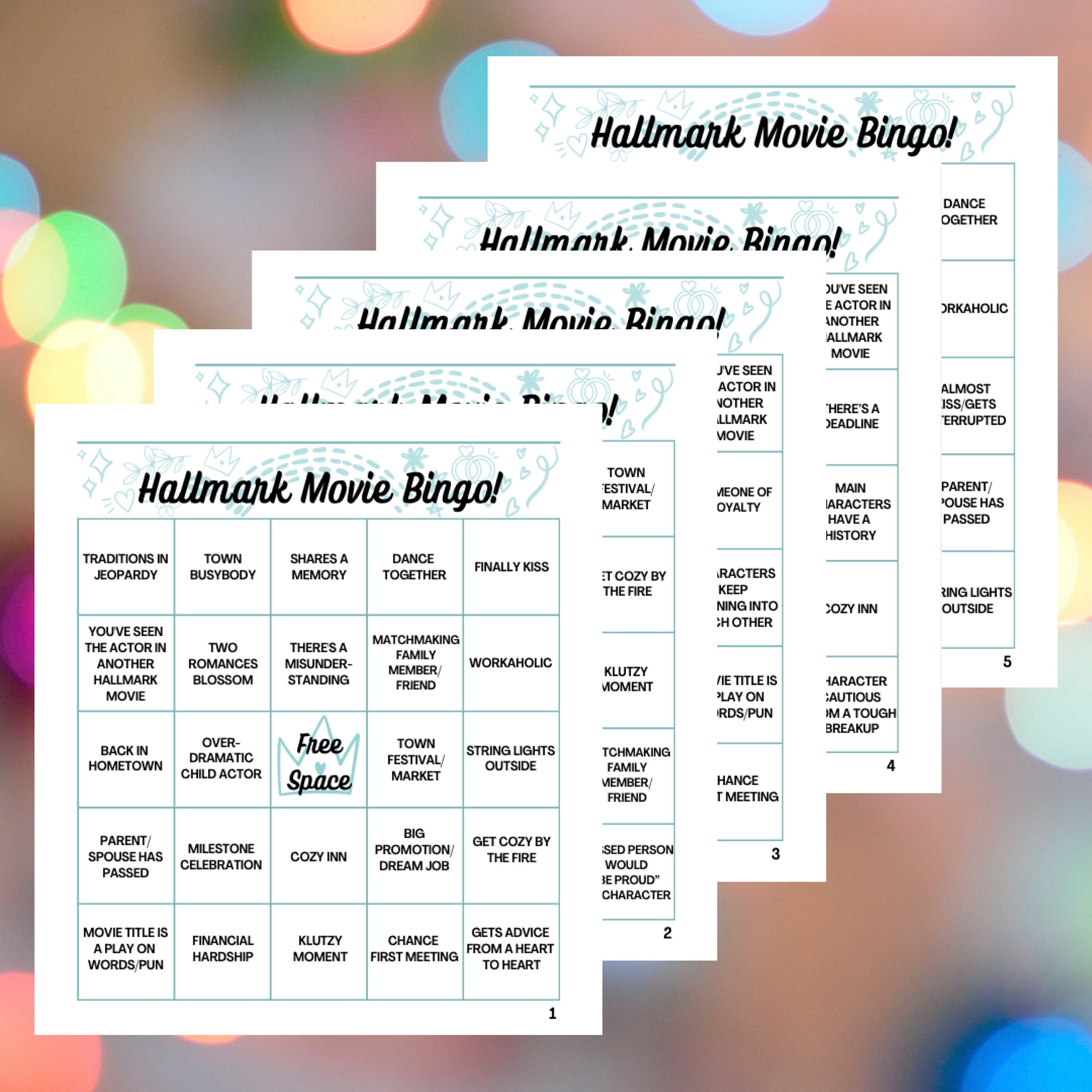Hallmark Movie Bingo Cards 1-10 - Etsy