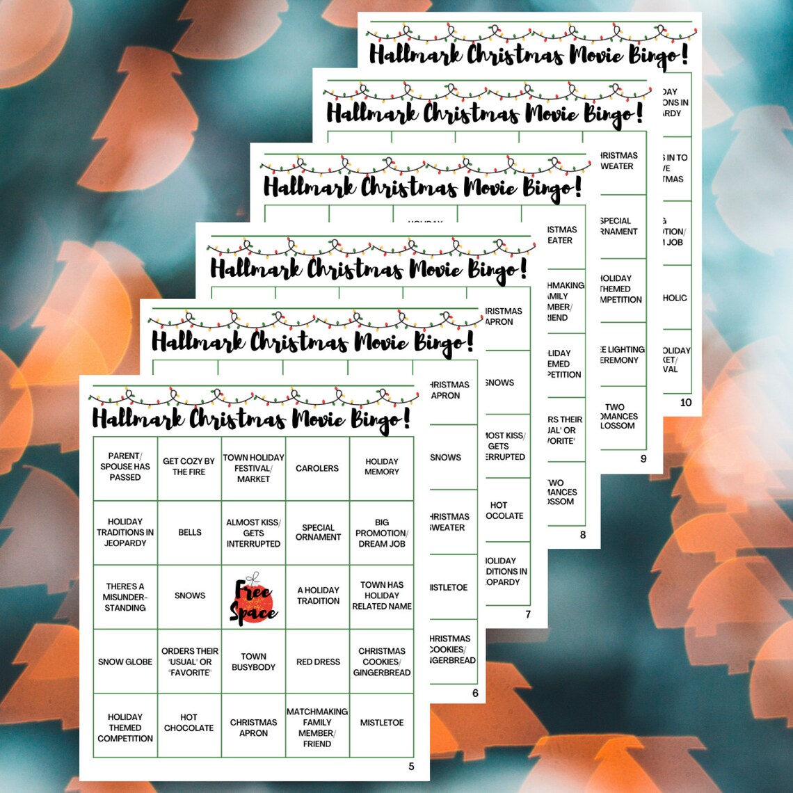 Hallmark Christmas Movie Bingo Cards 1-10 set of 10 - Etsy