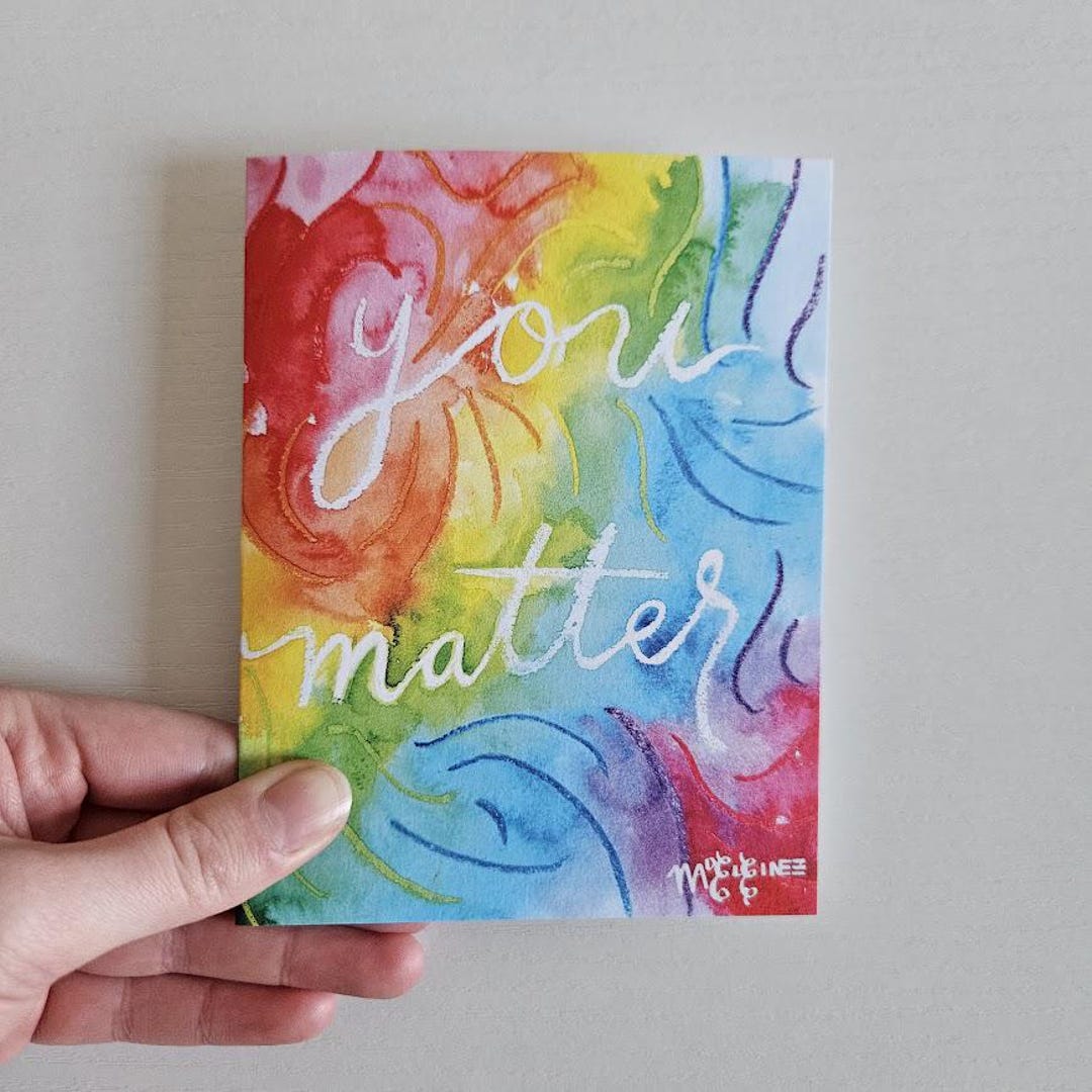 Rainbow You Matter Cards, Watercolor Greeting Cards, Blank Cards ...
