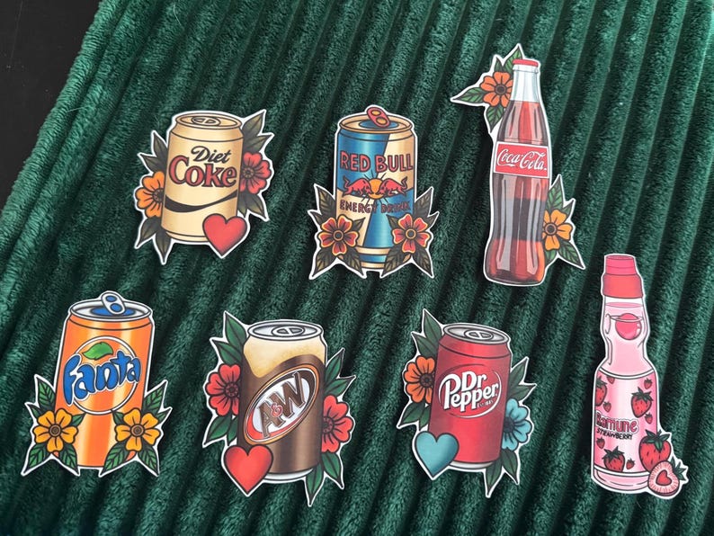 Traditional Tattoo Soda Pop Stickers - Etsy