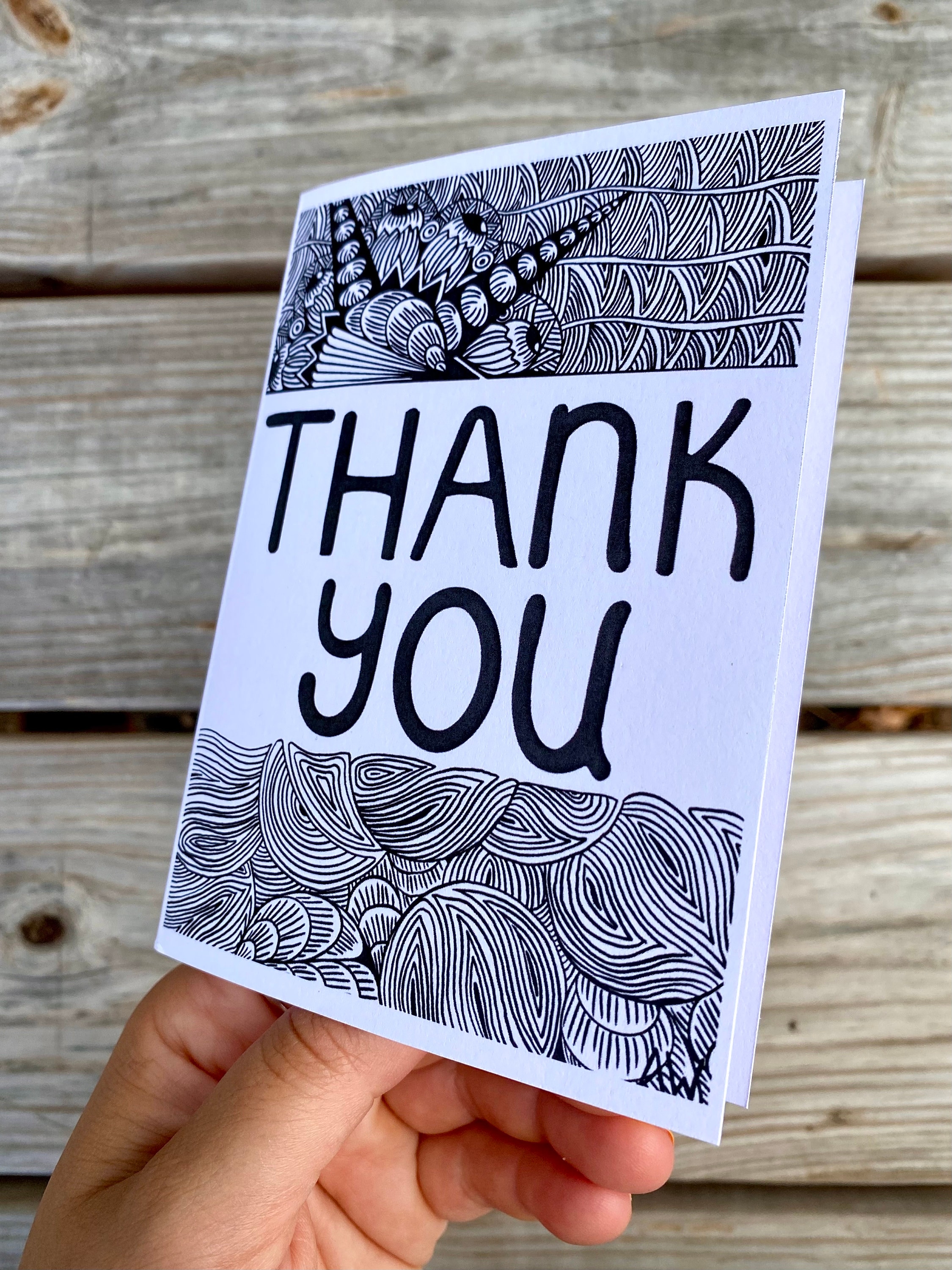 Thank You Notecard | Thank You Card | Hand Drawn Design | Zendoodle Art ...
