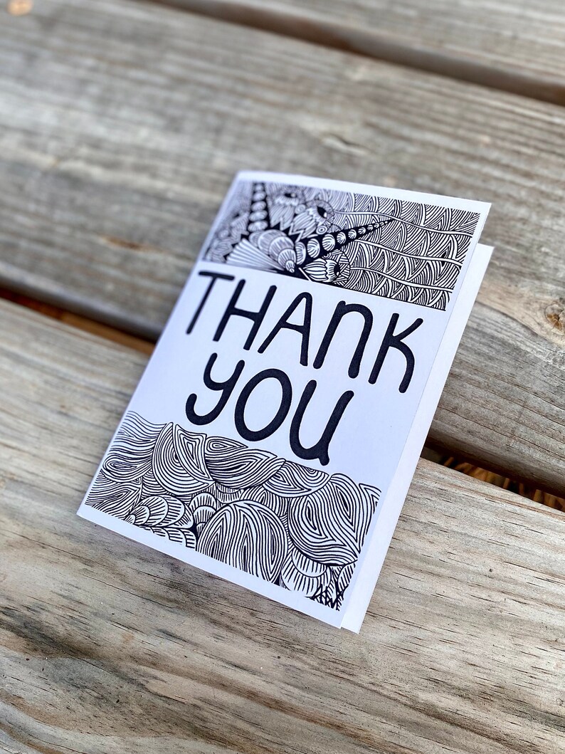 Thank You Notecard | Thank You Card | Hand Drawn Design | Zendoodle Art ...