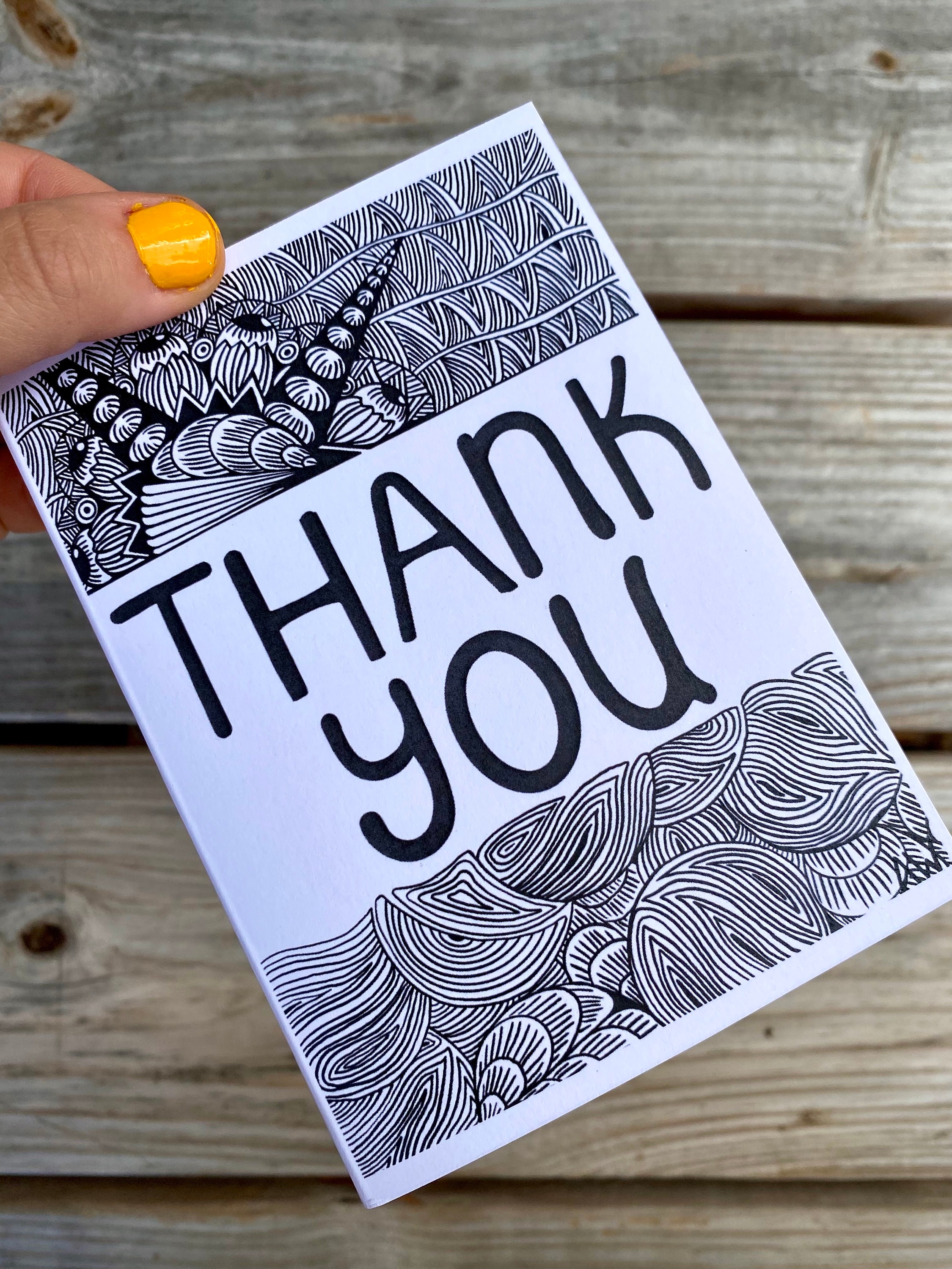Thank You Notecard | Thank You Card | Hand Drawn Design | Zendoodle Art ...